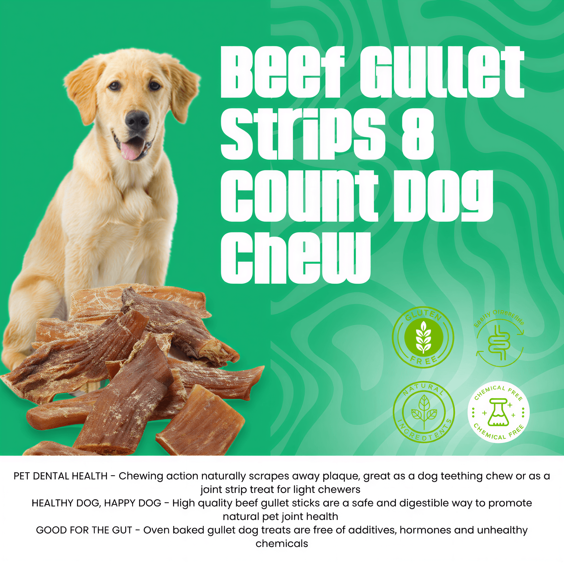 Beef Gullet Strips 8 Count Dog Chew – Chomper Treat Box LLC